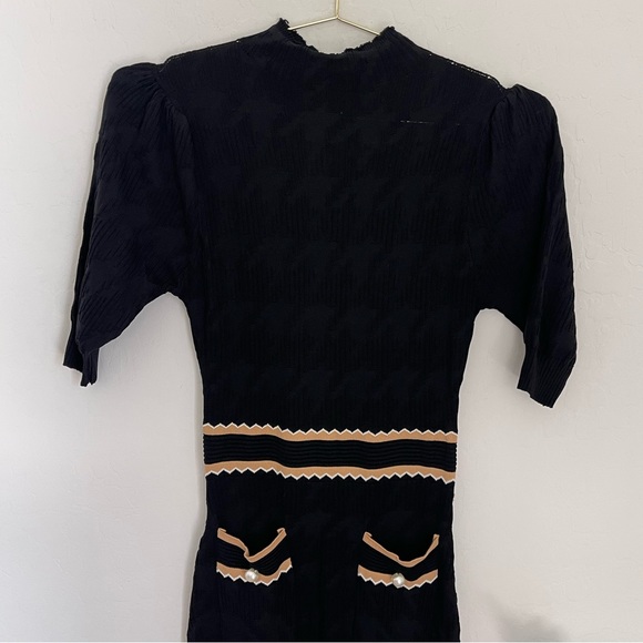 Dalia Macphee | Dresses | Dalia Macphe Black Knit Dress With Pearl Embellishments Size Medium ...